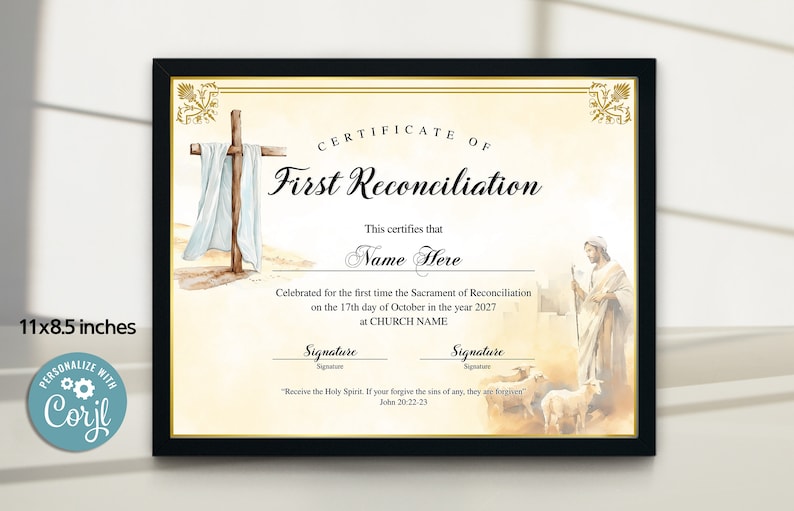 11x8.5 First Reconciliation Certificate, Religious Supply Traditional ...