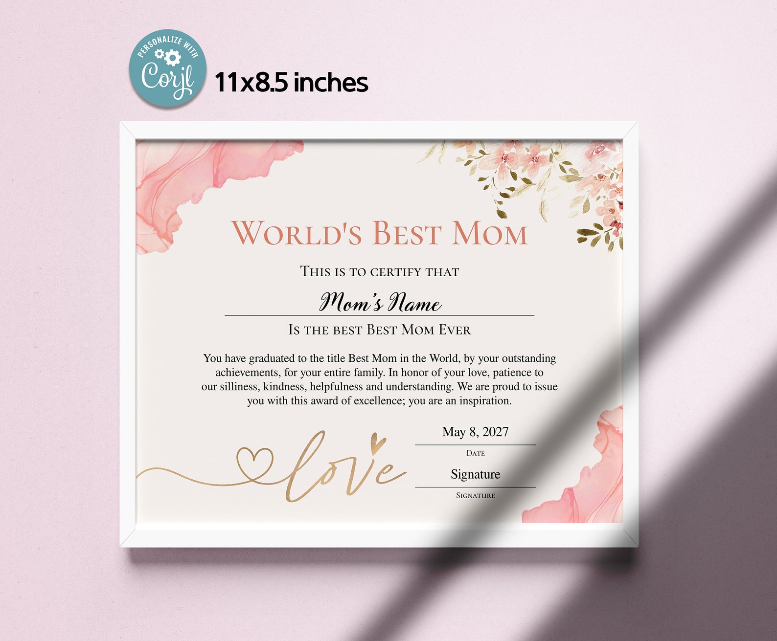 Editable Best Mom Certificate Best Mom Mother's Day Award - Etsy