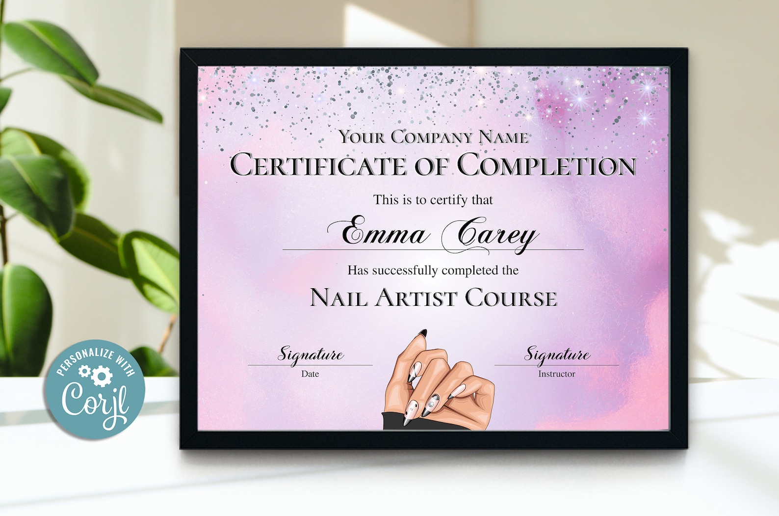 Certificate of Completion, Nail Technician Certificate, Nail Salon Instant Download, Beauty ...