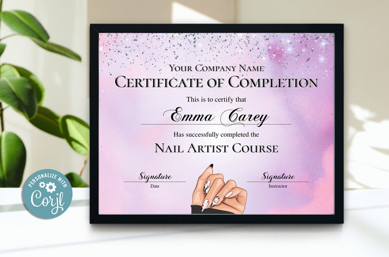 Certificate of Completion, Nail Technician Certificate, Nail Salon ...
