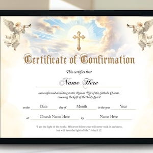 Confirmation Certificate Template, Printable Editable Certificate of Confirmation, 11x8.5 Church ...