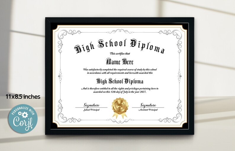 High School Diploma Template, Editable Home School Diploma, Printable ...