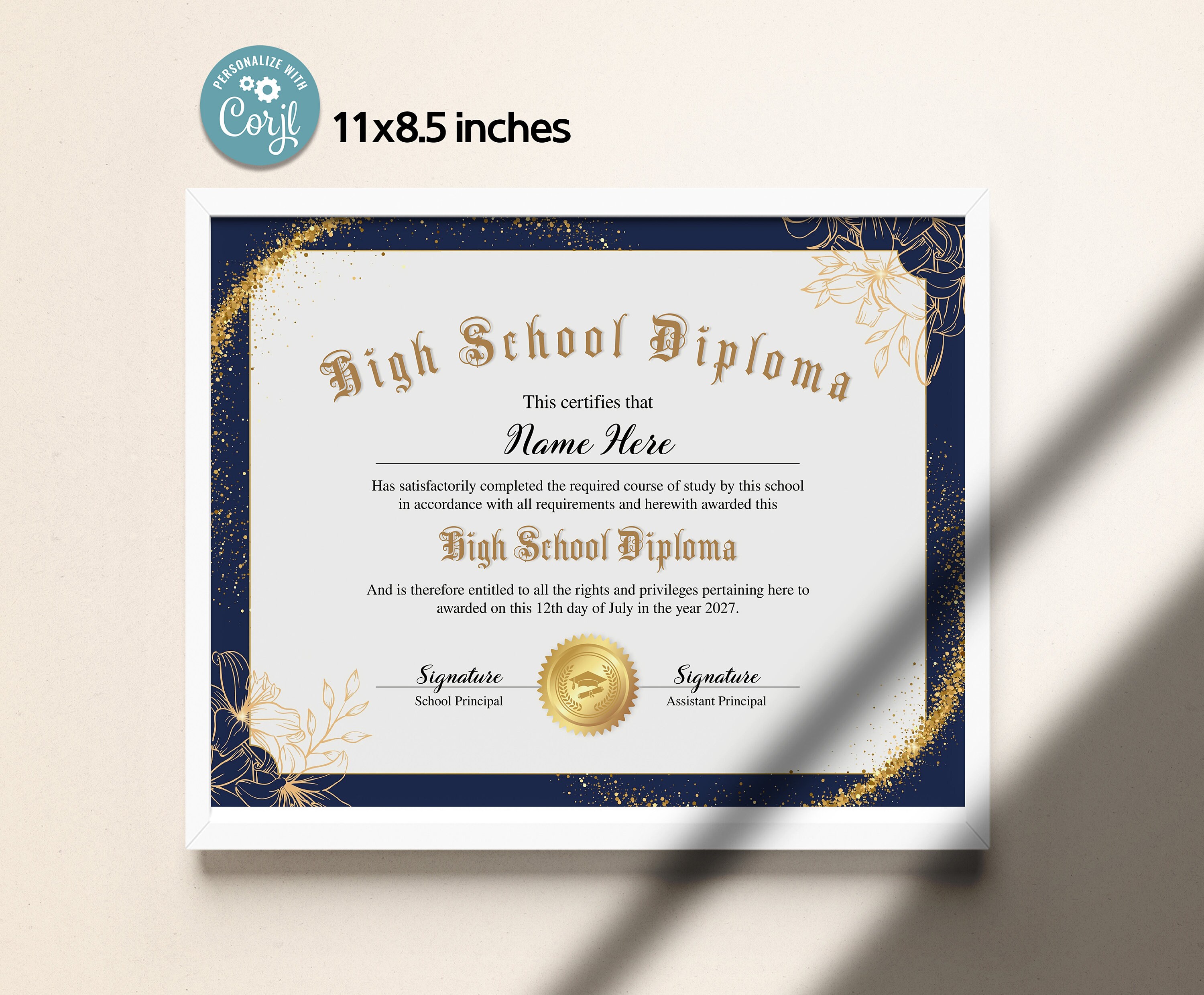 High School Diploma, Editable Home School Diploma Template, Printable ...