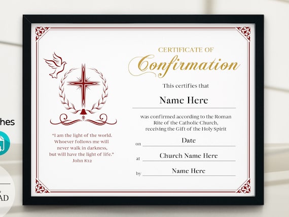 11x8.5 Confirmation Certificate PPT PDF Confirmation | Etsy