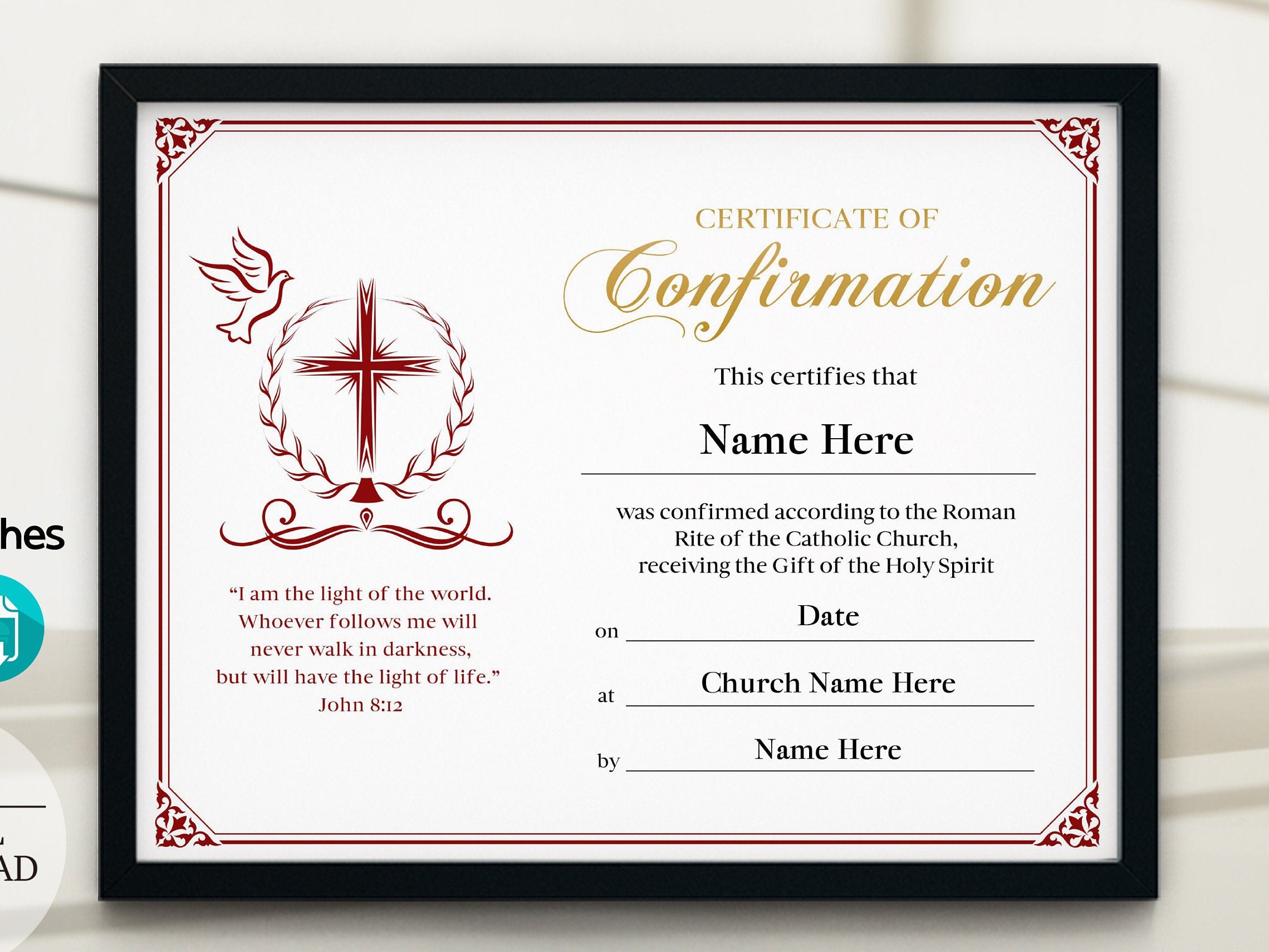 11x8.5 Confirmation Certificate, PPT, PDF Confirmation Certificate ...