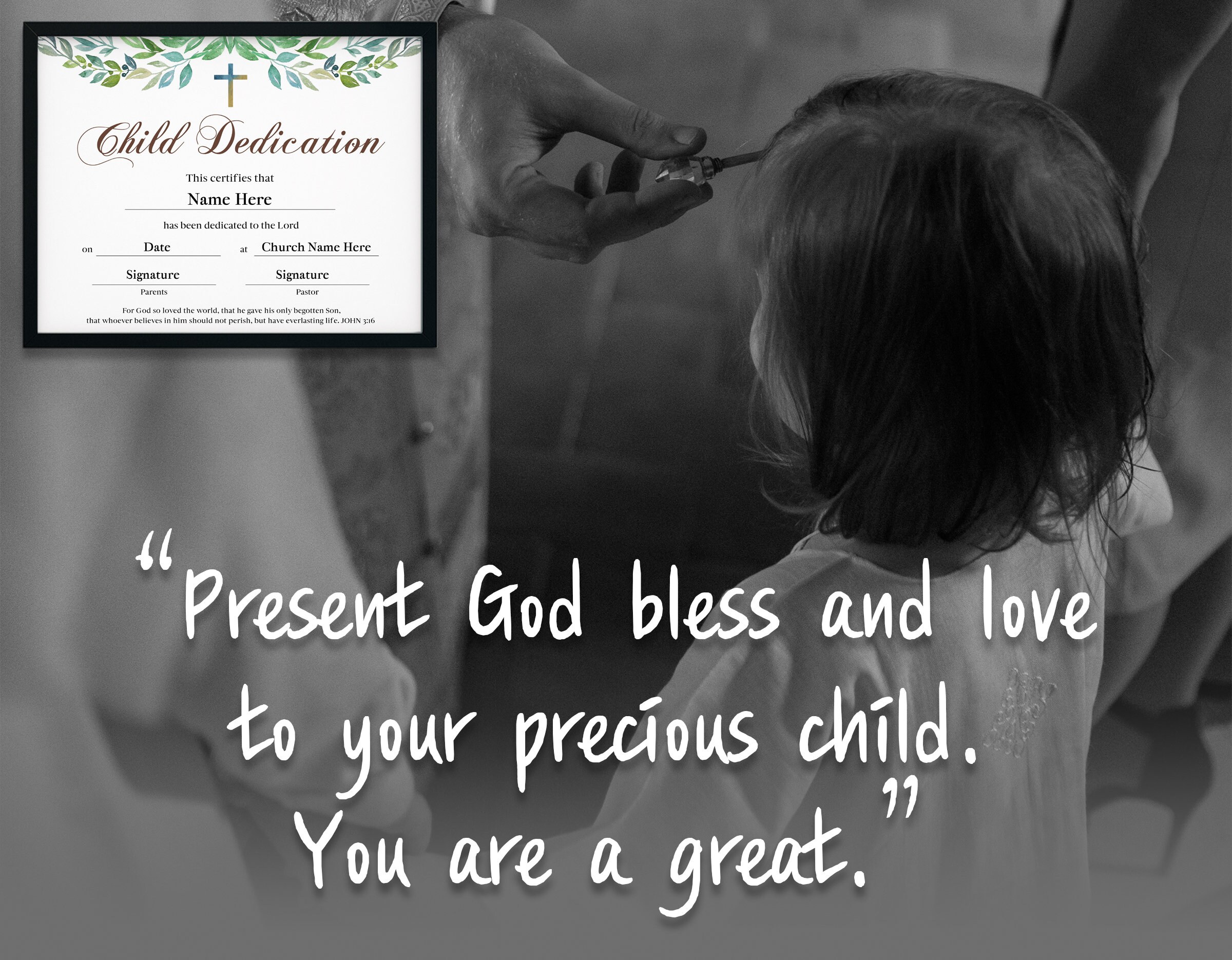 11x8.5 Child Dedication Certificate, Child Dedication Certificate ...
