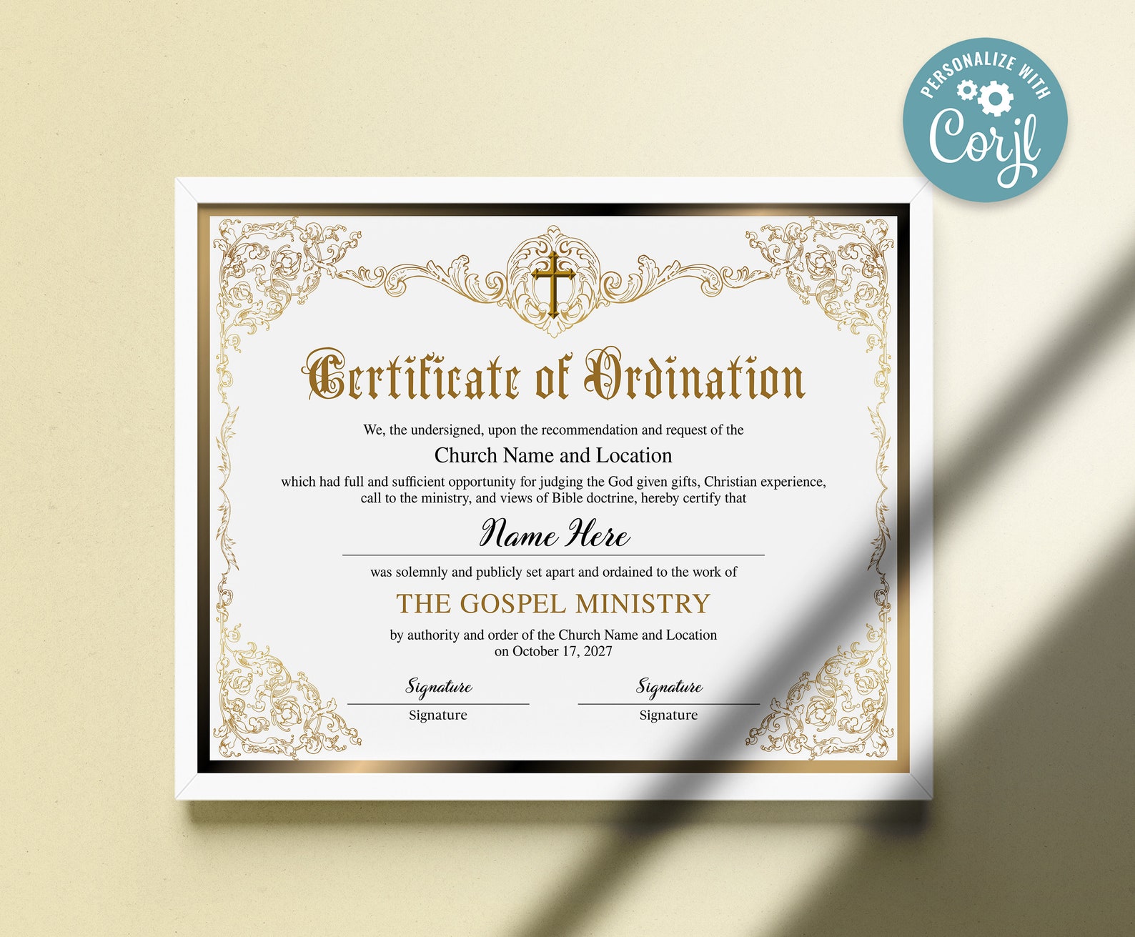 Certificate of Ordination, Gospel Ministry Certificate Template ...