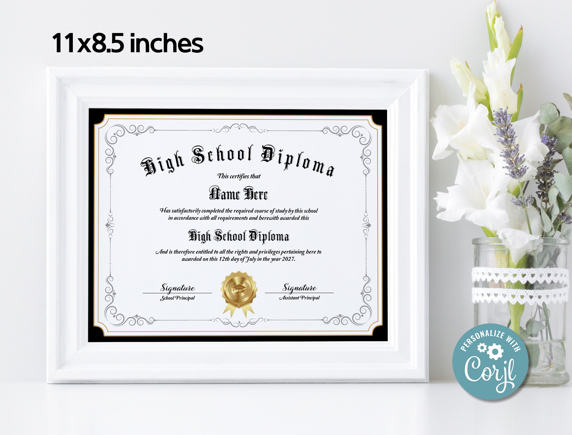 High School Diploma Template, Editable Home School Diploma, Printable ...