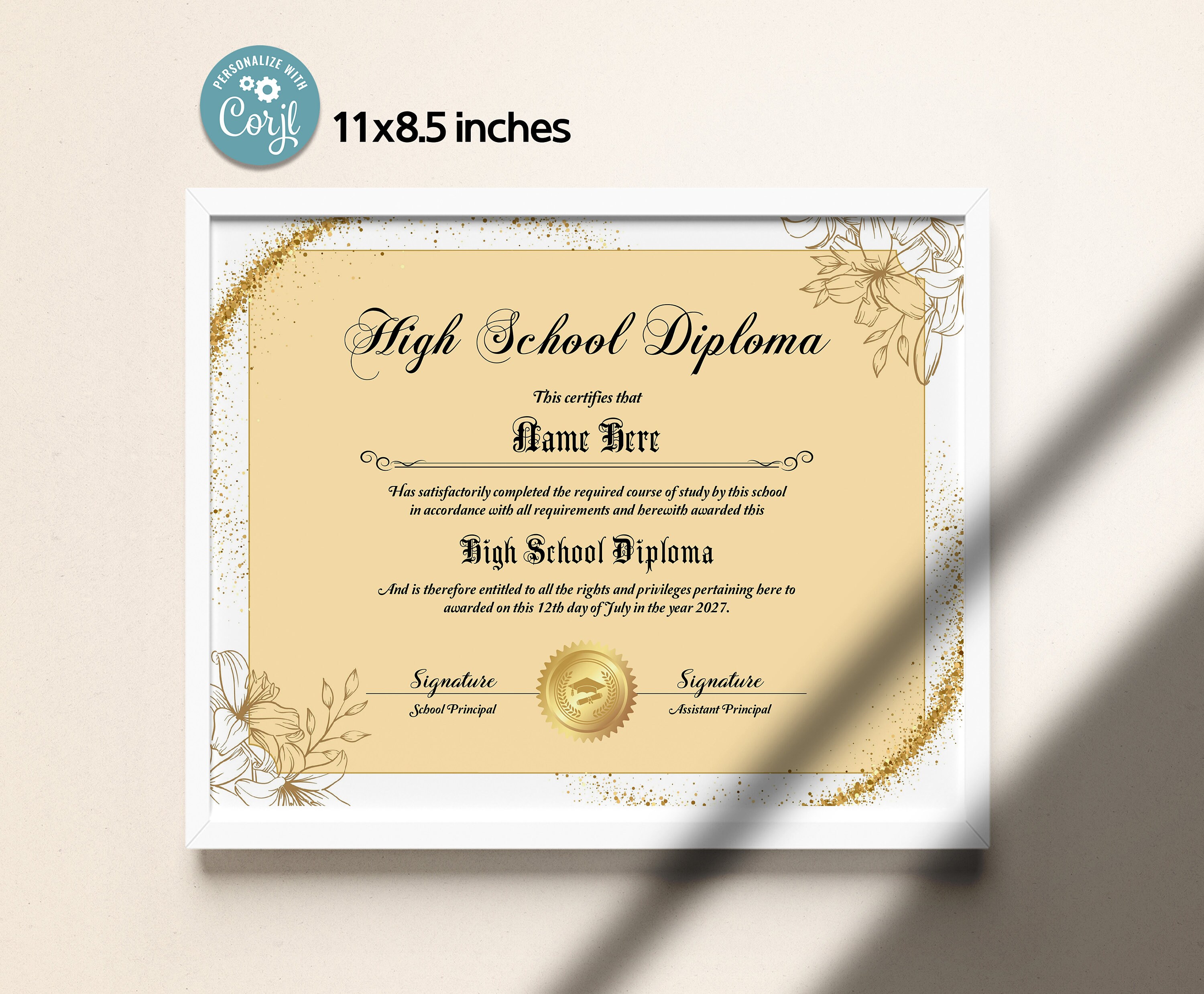 High School Diploma, Printable Home School Diploma, Editable Diploma ...