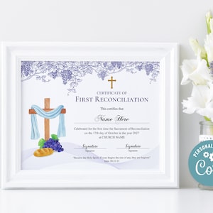 First Reconciliation Certificate Template, Editable Printable ...