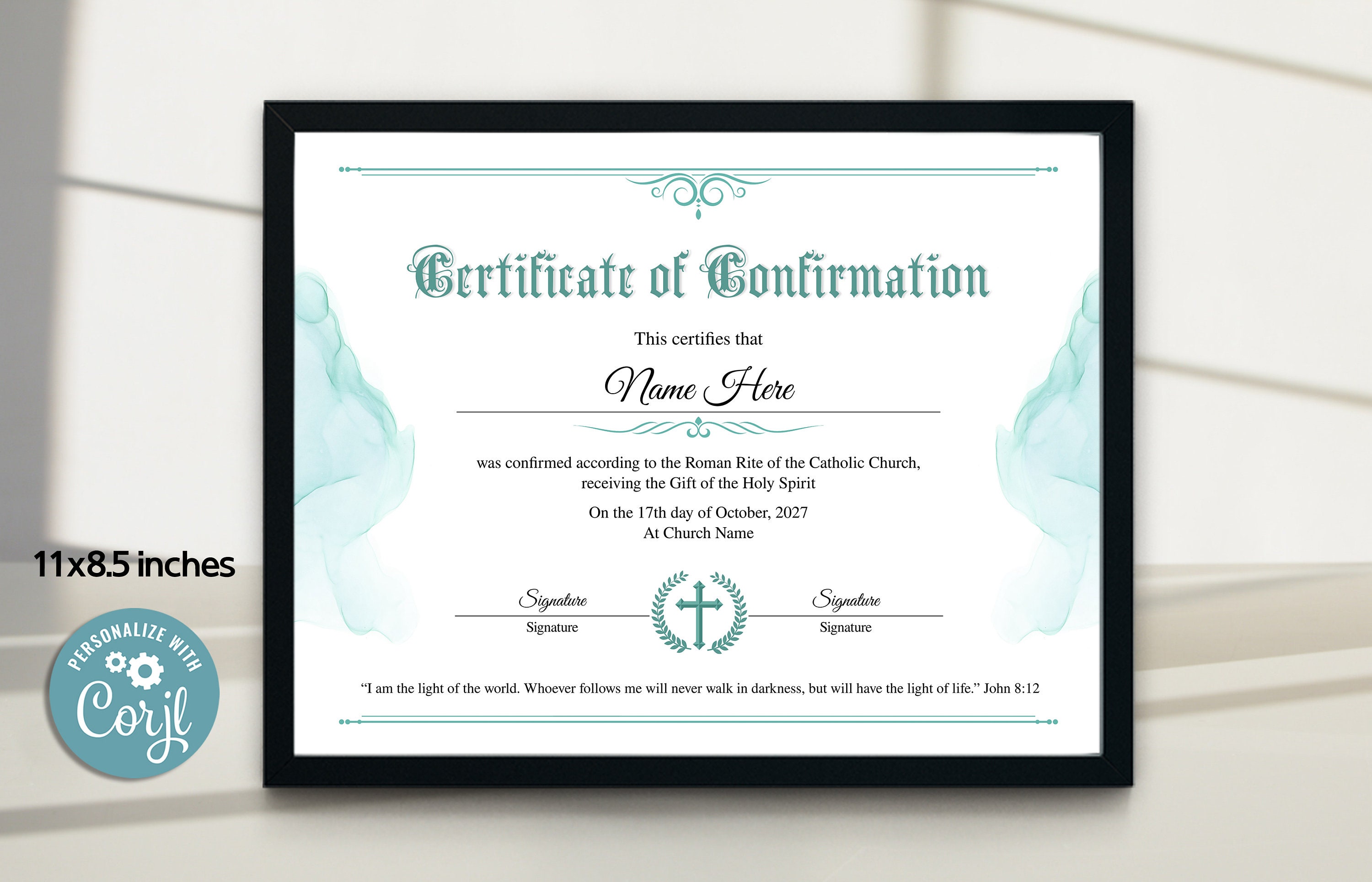 Confirmation Certificate Template 11x8.5 Printable - Etsy