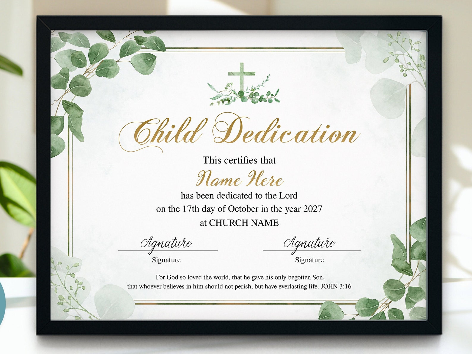 Baby Child Dedication Certificate, 11x8.5 Editable Printable Child ...