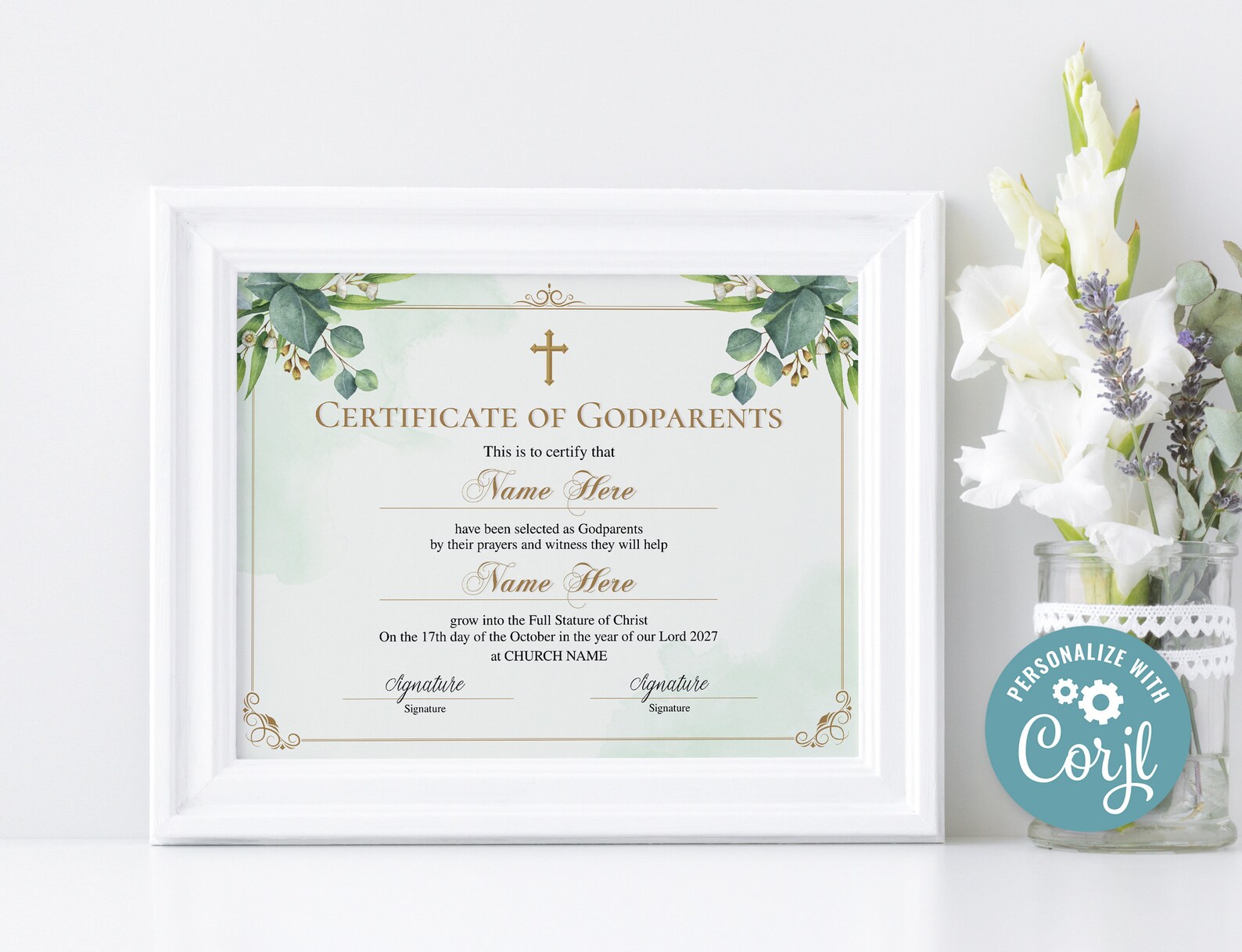 Godparents Certificate Template, Printable Editable Godparents ...