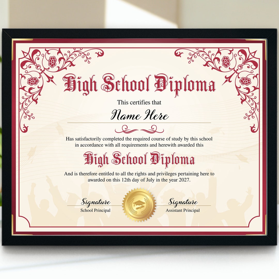High School Diploma, Editable Home School Diploma, Printable Red ...