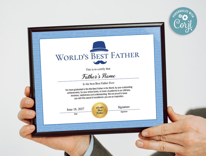 World's Best Father Certificate Award, World's Best Dad Ever ...