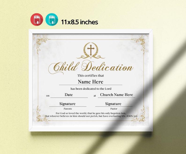Child Dedication Certificate Elegant Child Dedication - Etsy