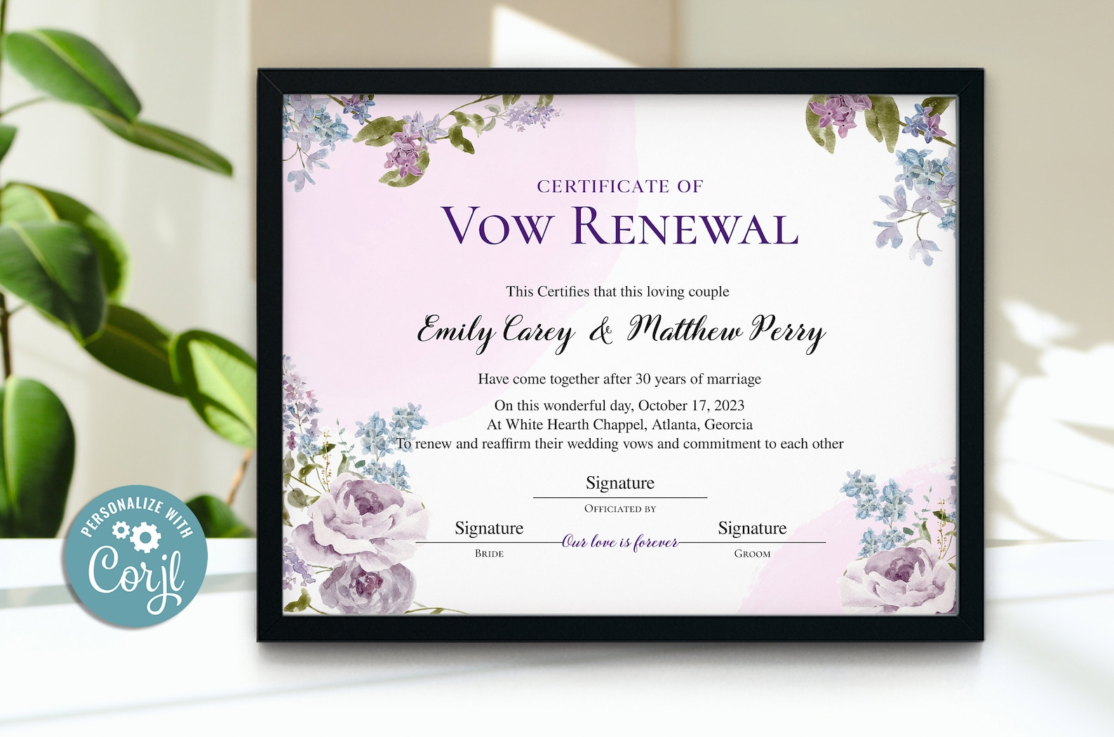 Vow Renewal Certificate Template, Editable Wedding Certificate Template ...
