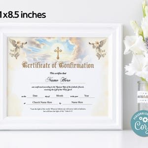 Confirmation Certificate Template, Printable Editable Certificate of Confirmation, 11x8.5 Church ...