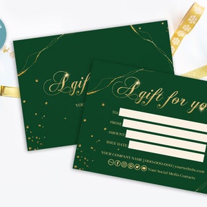 Green Gift Certificate Template, 5x7 Gift Voucher, Modern Gift ...