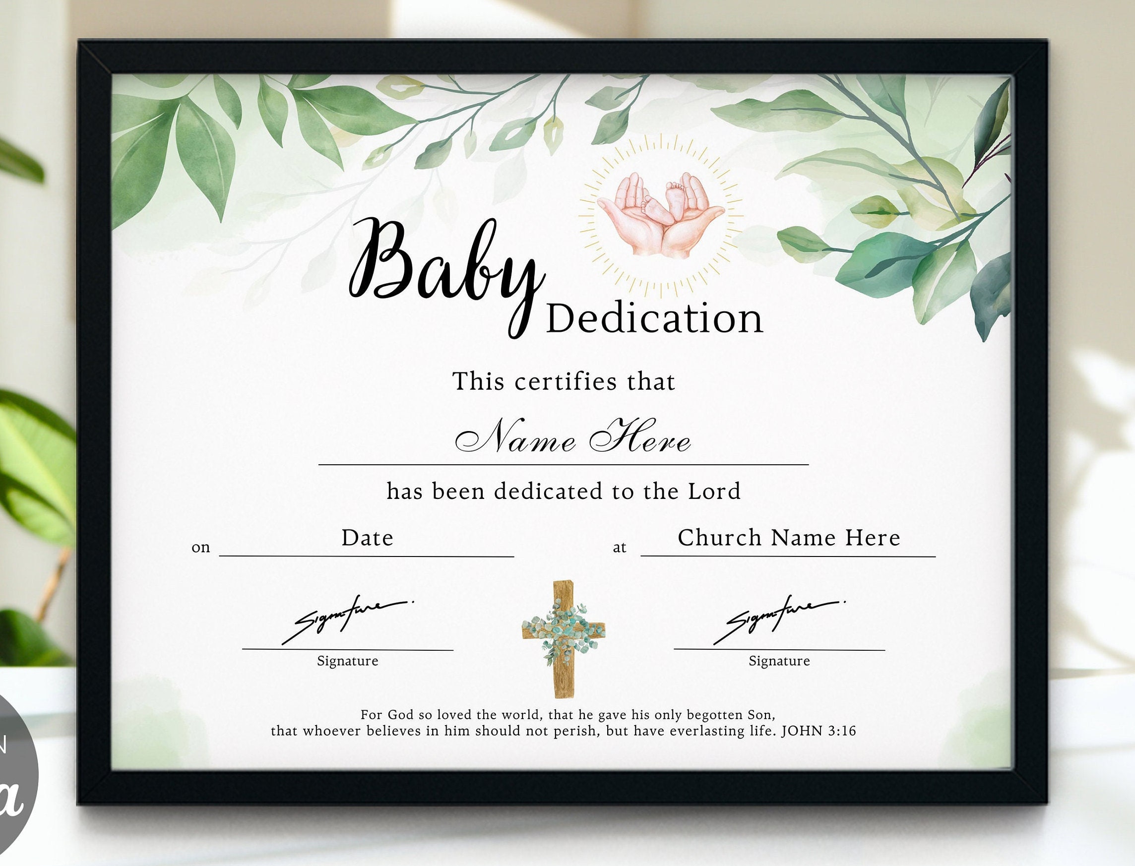 Baby Dedication Certificate Templates, Editable Baby Christening ...