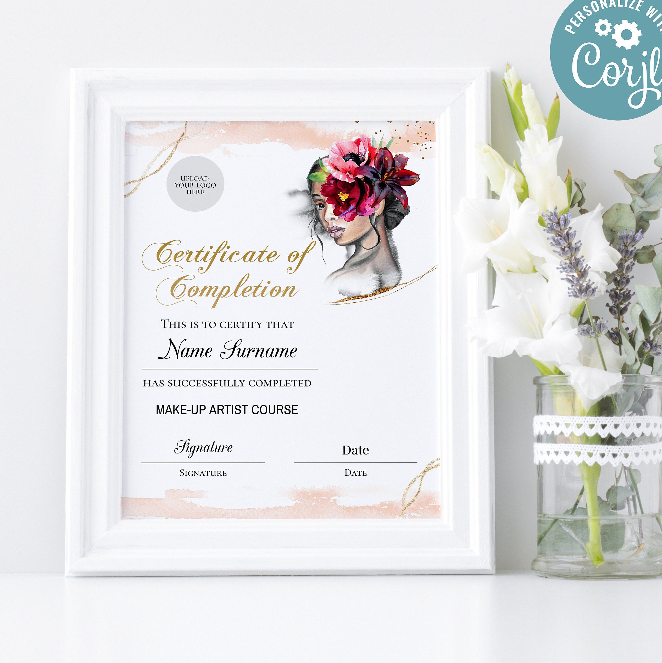 Make up Artist Certificate of Completion, Printable Beauty Training ...
