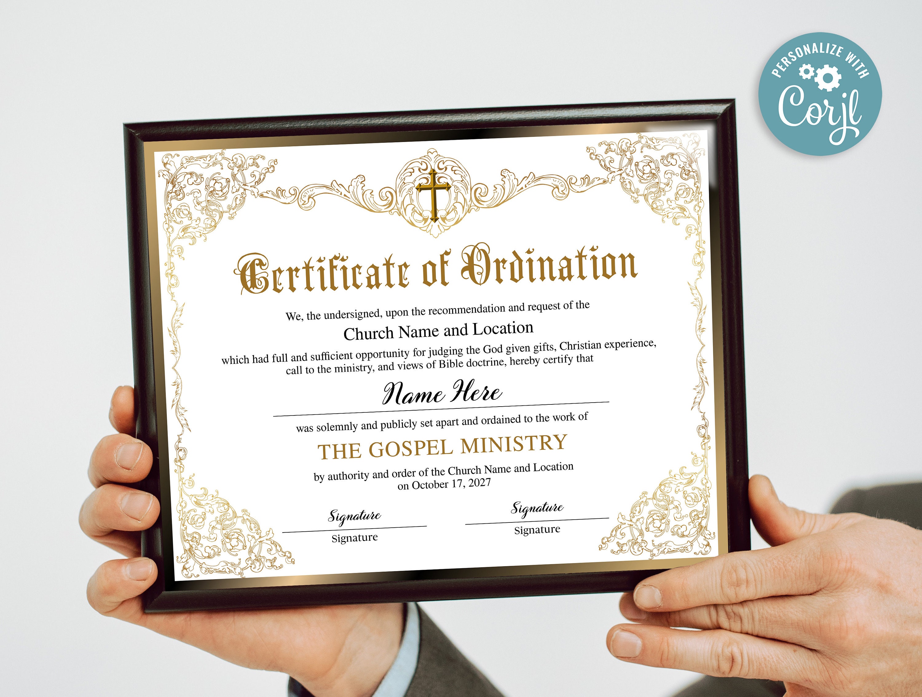 Certificate of Ordination, Gospel Ministry Certificate Template ...
