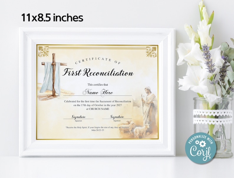 11x8.5 First Reconciliation Certificate, Religious Supply Traditional ...