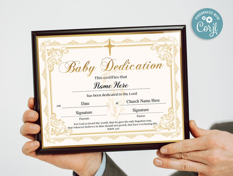 Baby Dedication Certificate 11x8.5 Gold Baby Dedication - Etsy Baby Dedication Certificate 11x8.5 Gold Baby Dedication - Etsy