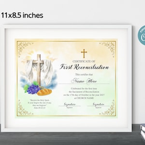 First Reconciliation Certificate, Printable Certificate of First ...