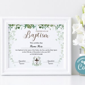 Baptism Certificate, 11x8.5 Baptism Certificate Template, Boy/girl ...