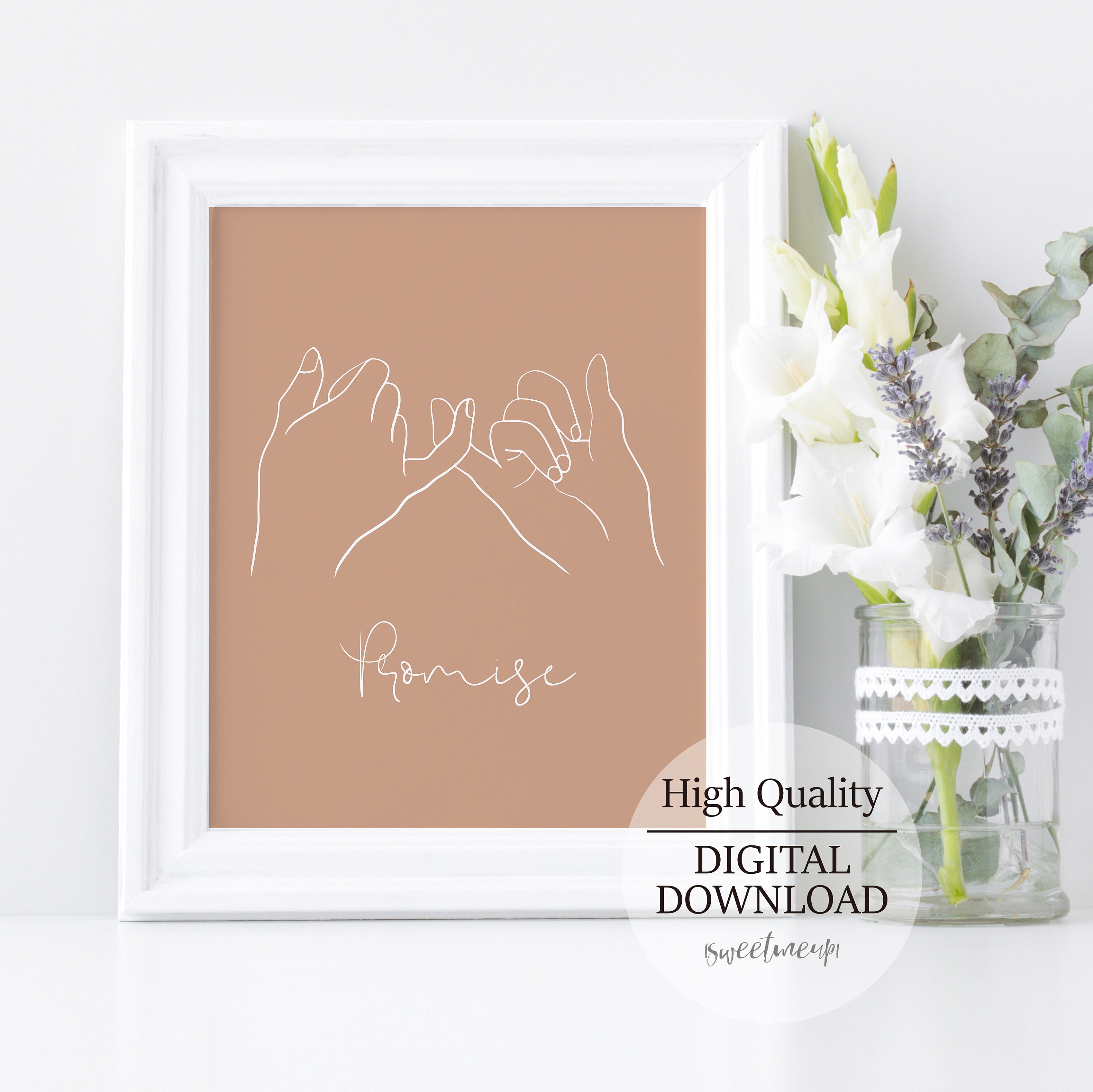 Line Pinky Promise Art Print Minimalist Holding Hands Wall | Etsy