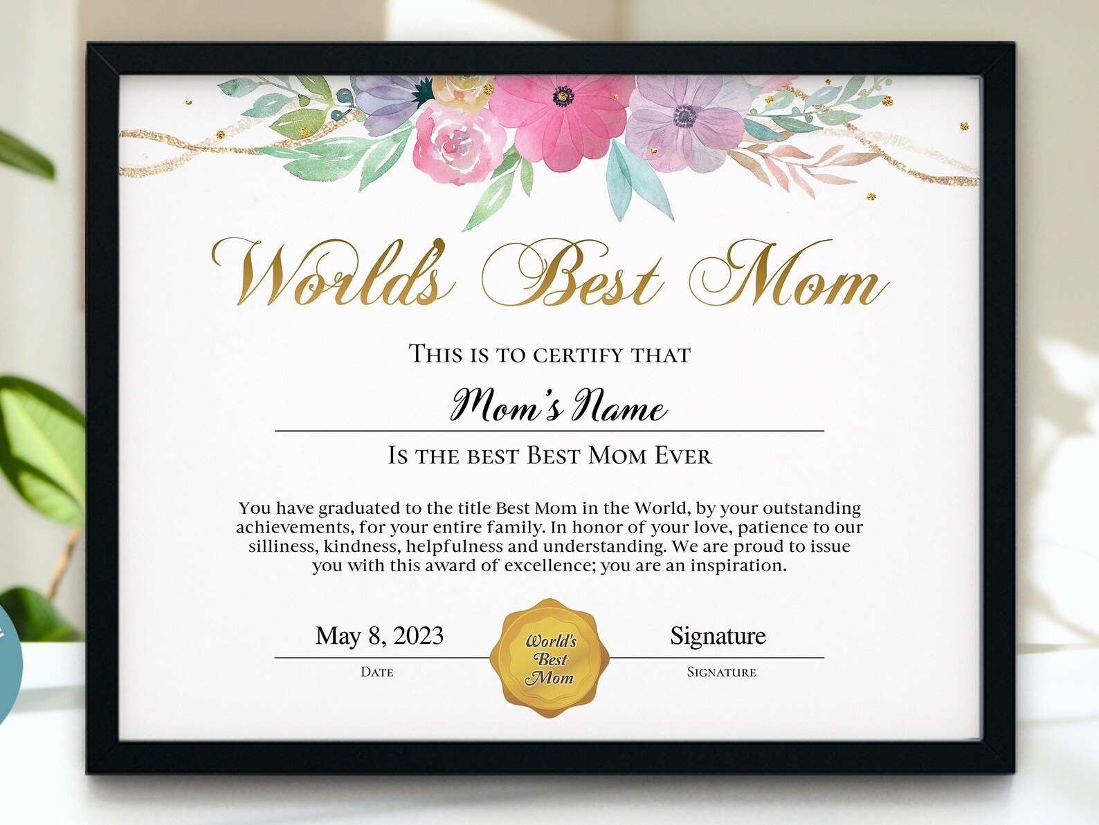 Editable Best Mom Certificate Template, Customizable Gift for Mom ...