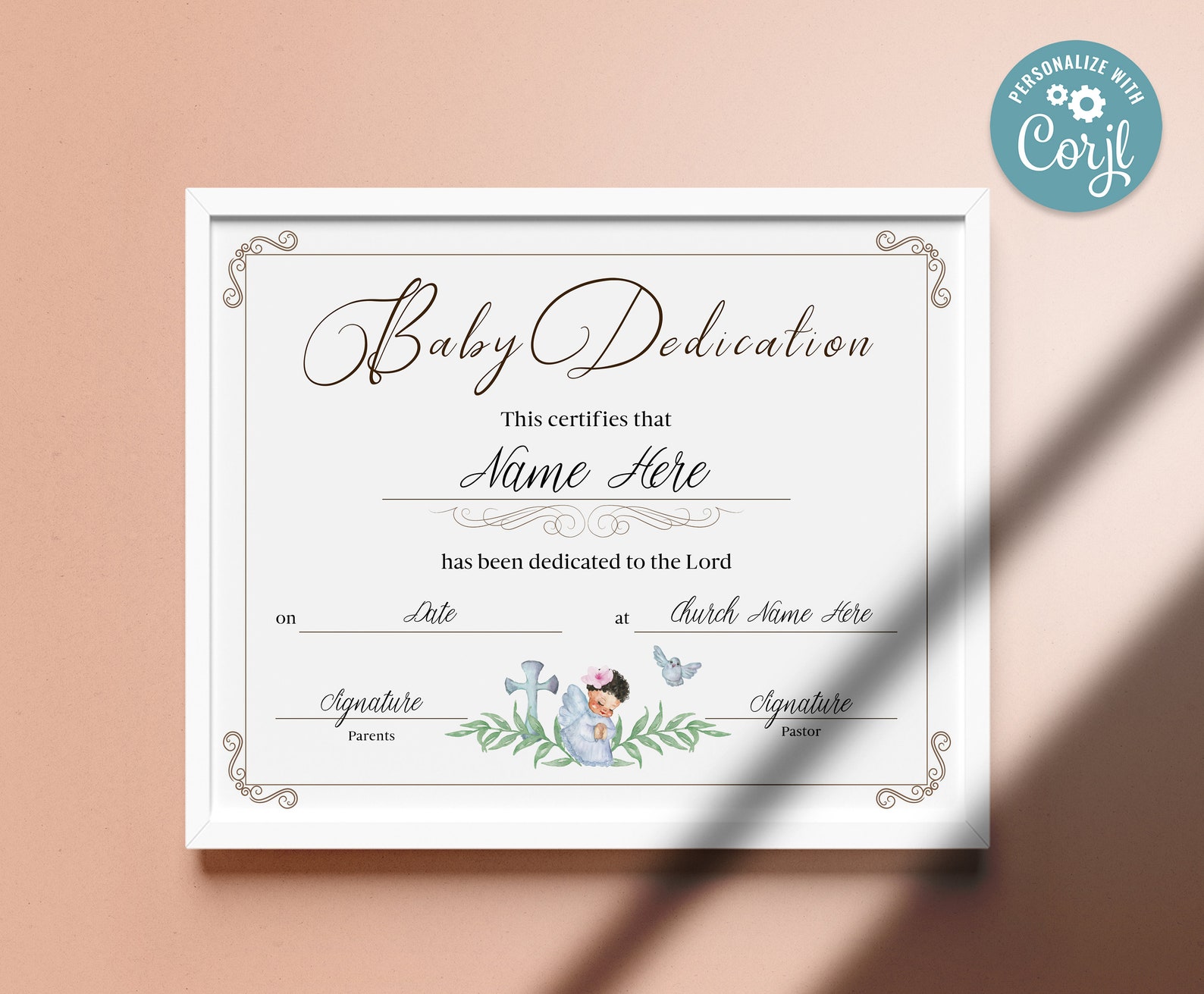 Printable Baby Dedication Certificate Template, Girl Baby Dedication ...