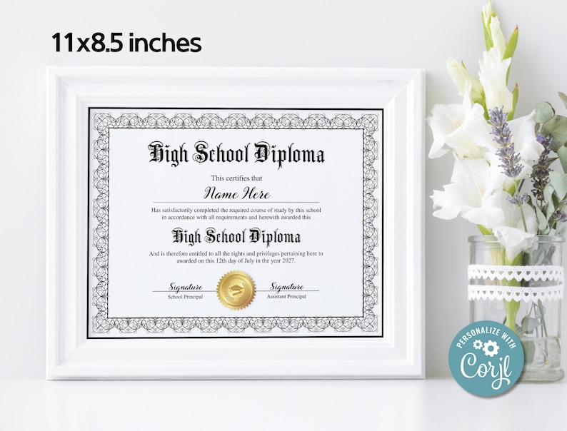 High School Diploma Printable Home School Diploma Editable - Etsy