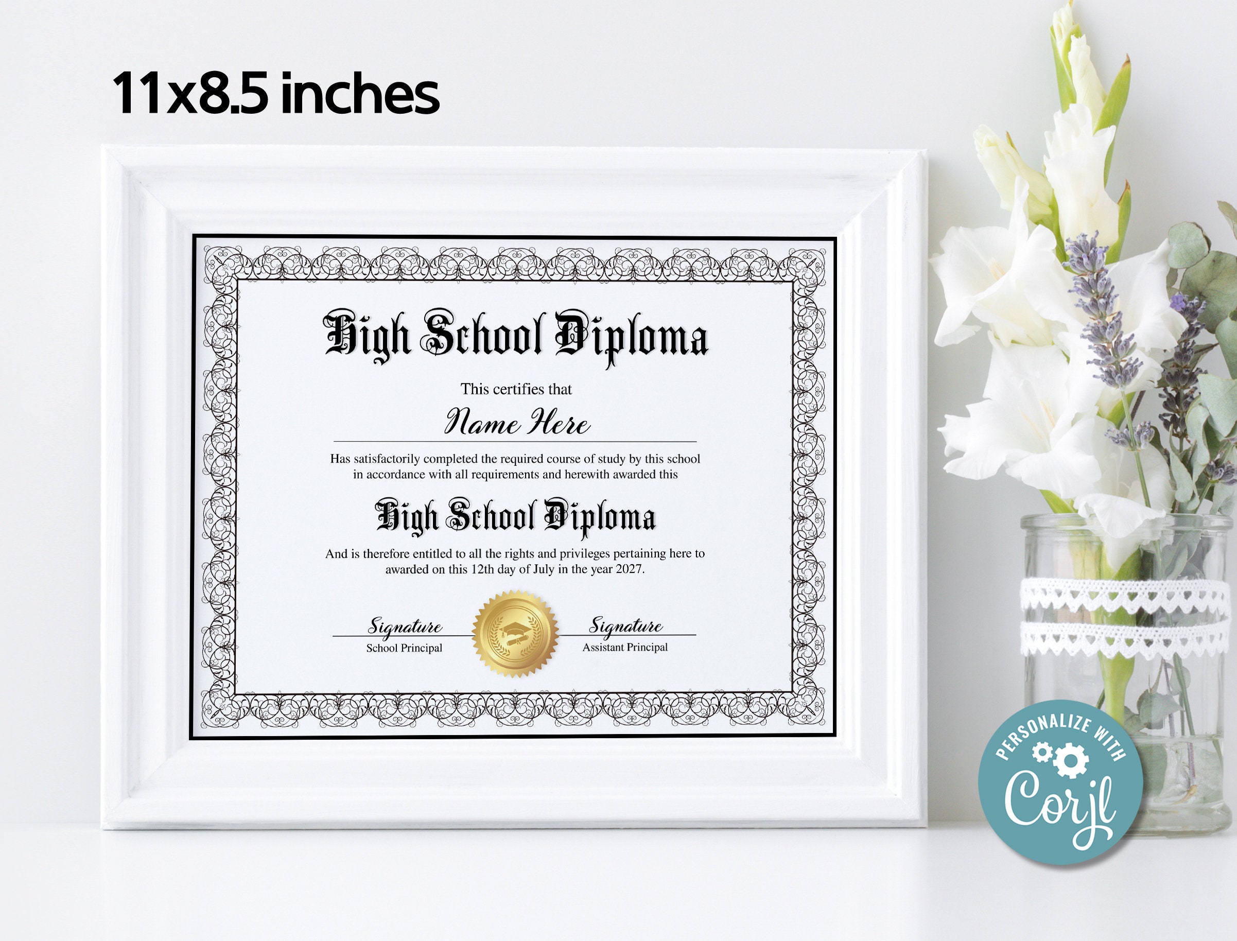 High School Diploma, Printable Home School Diploma, Editable Diploma ...
