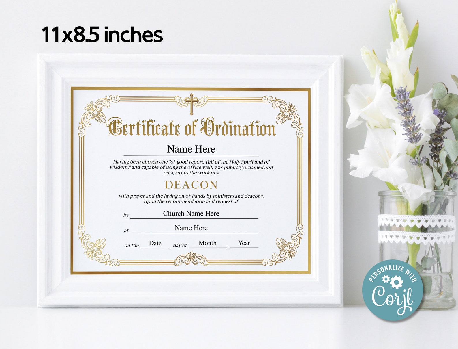 Deacon Ordination Certificate Template, Printable Certificate of ...