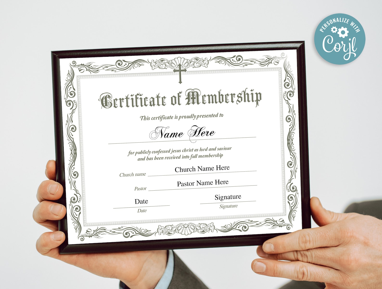 Church Membership Certificate Template, 11x8.5 Printable Certificate of ...