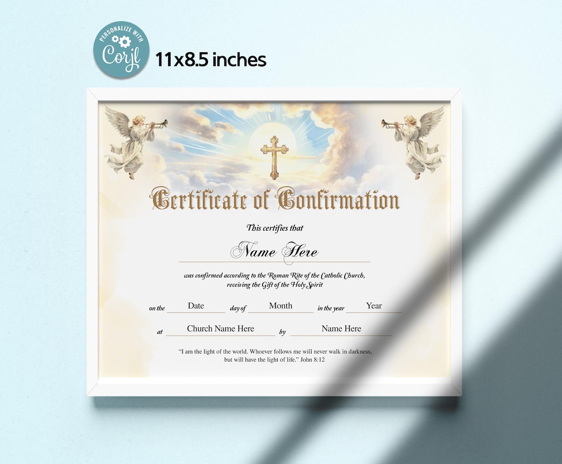 Confirmation Certificate Template, Printable Editable Certificate of ...