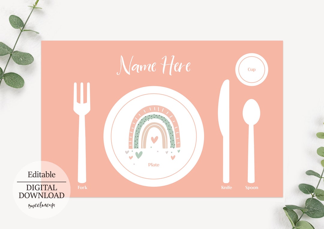 Montessori Placemat Printable, Personalized Children Placemat, Rainbow ...