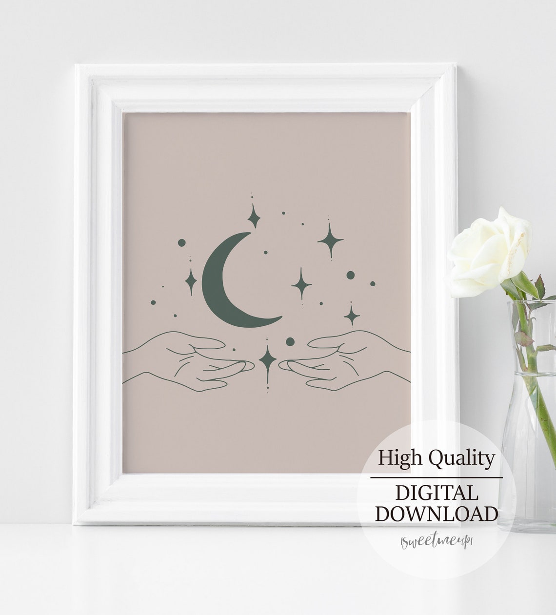 Moon Hand Printable Art Holding the Moon and Star Print | Etsy