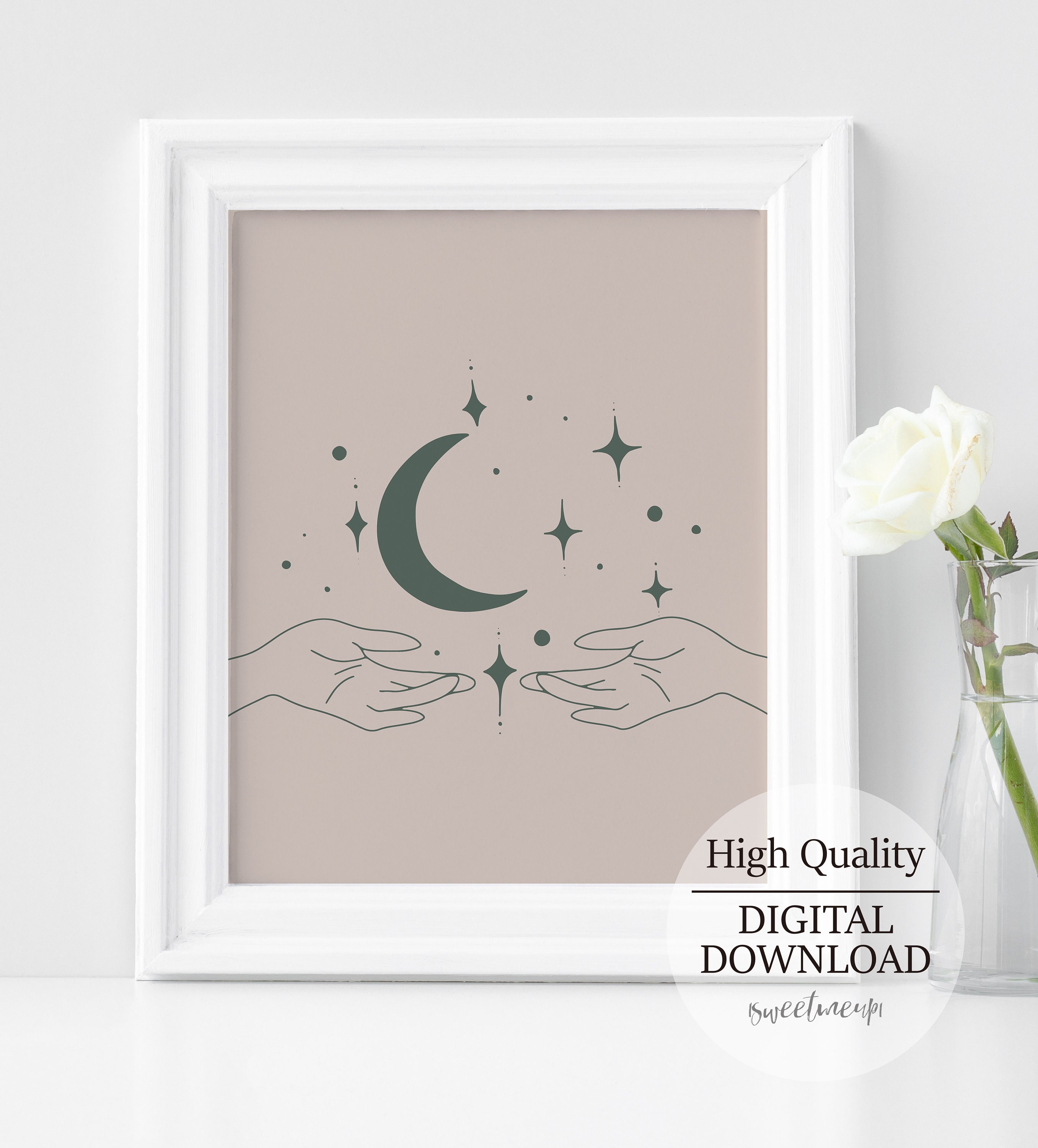 Moon Hand Printable Art Holding The moon and star Print | Etsy