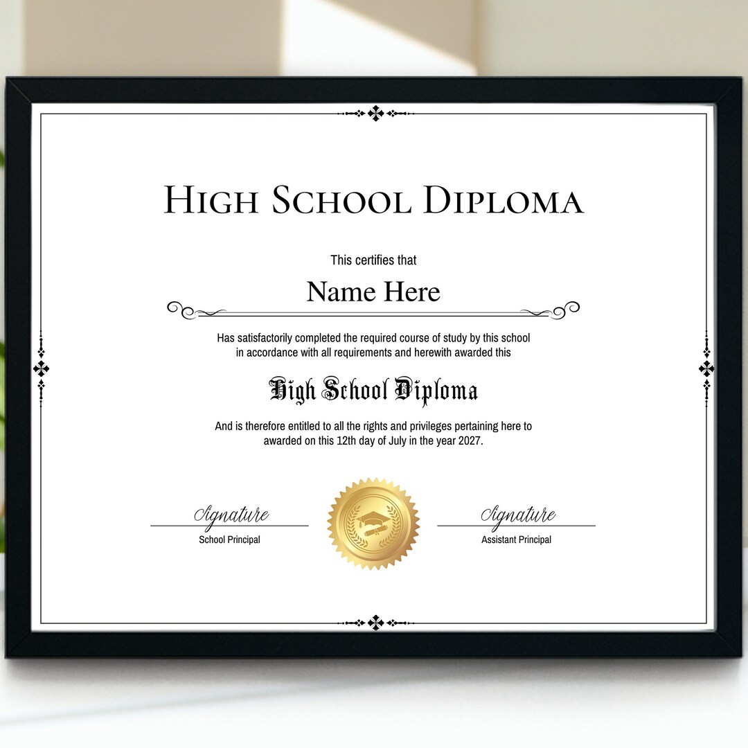 High School Diploma, Editable Diploma Template, Printable Home School ...