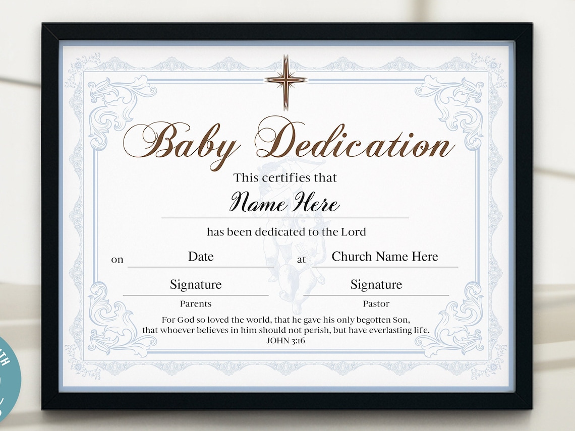 11x8.5 Baby Dedication Certificate Baby Boy Dedication - Etsy