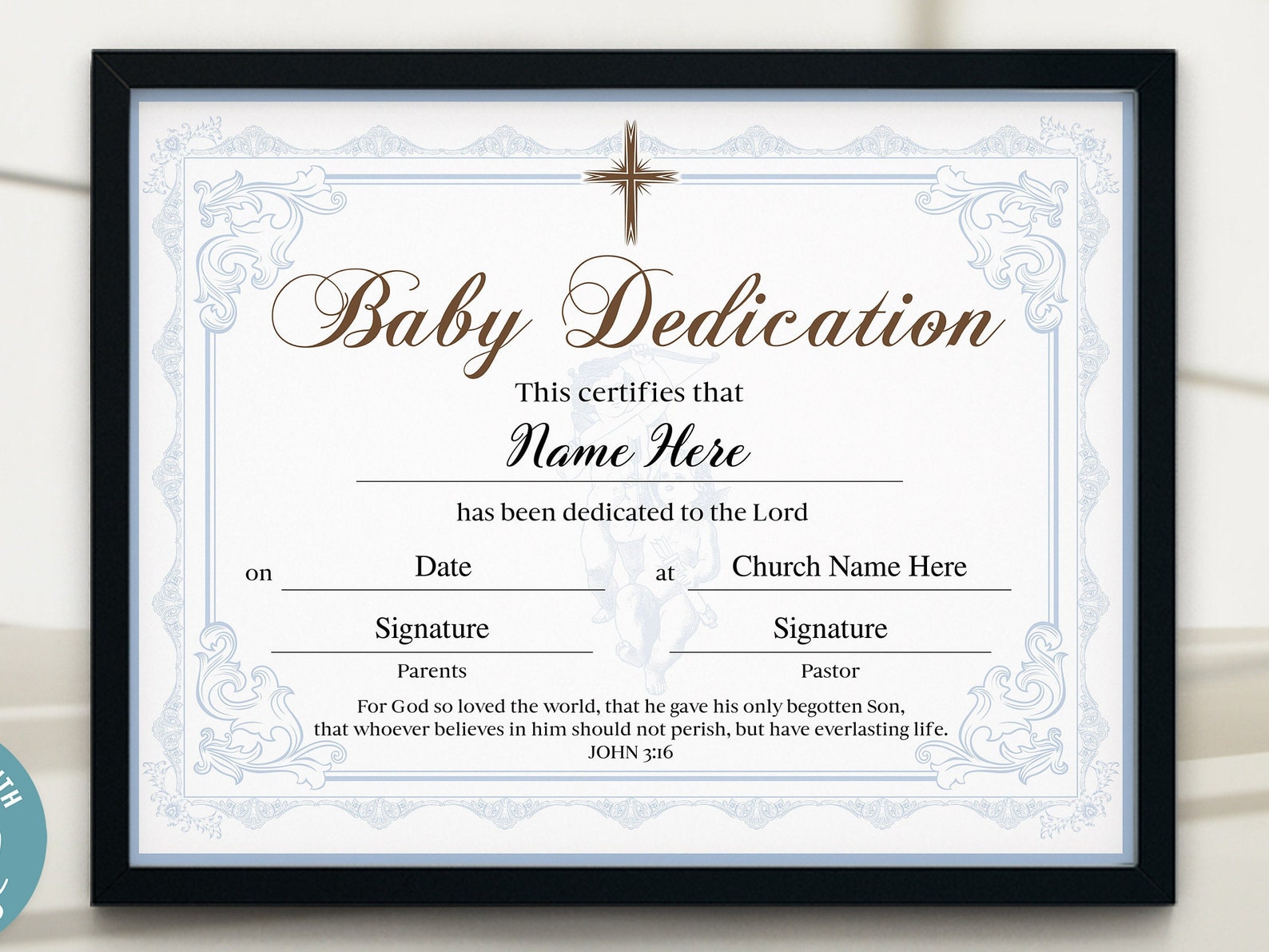 11x8.5 Baby Dedication Certificate, Baby Boy Dedication Certificate ...