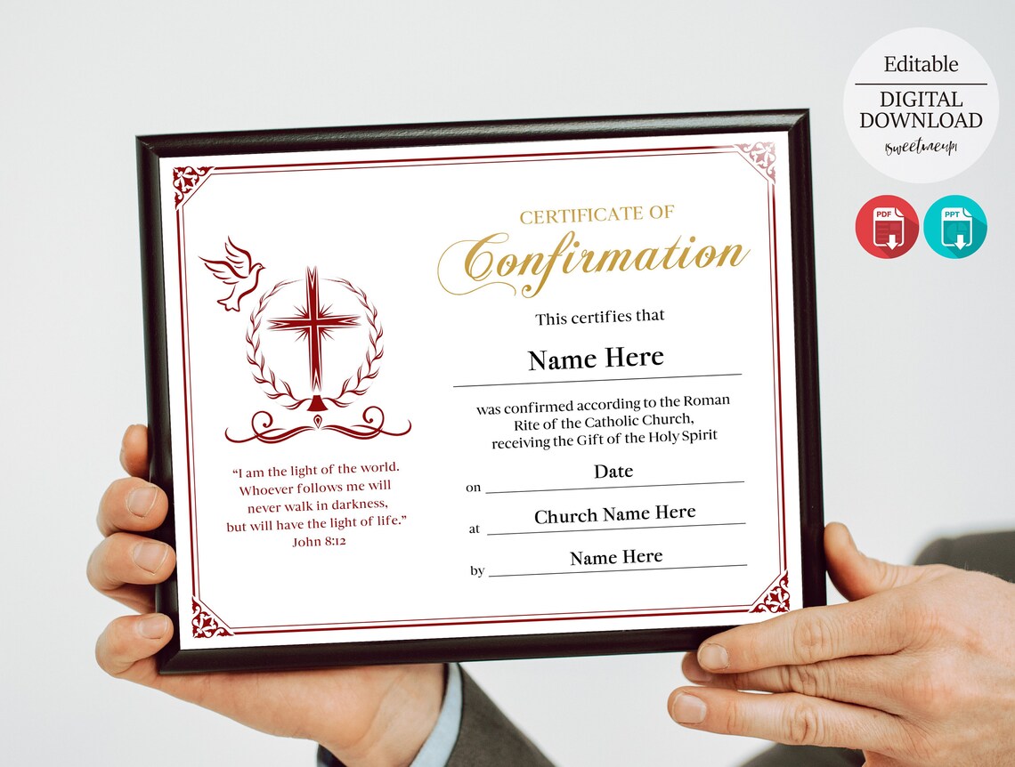 11x8.5 Confirmation Certificate PPT PDF Confirmation | Etsy