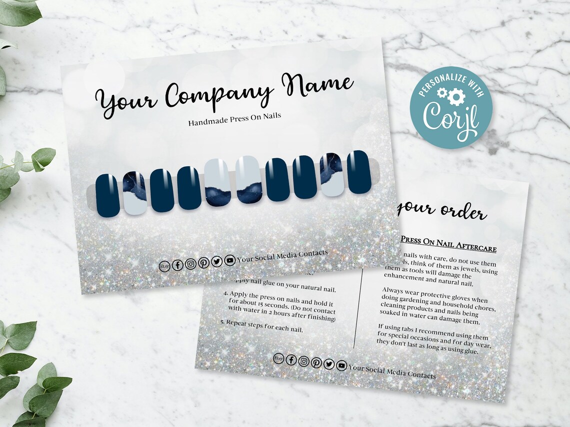How to Apply Press-on Nails Card Press on Nail Sizing Kit - Etsy