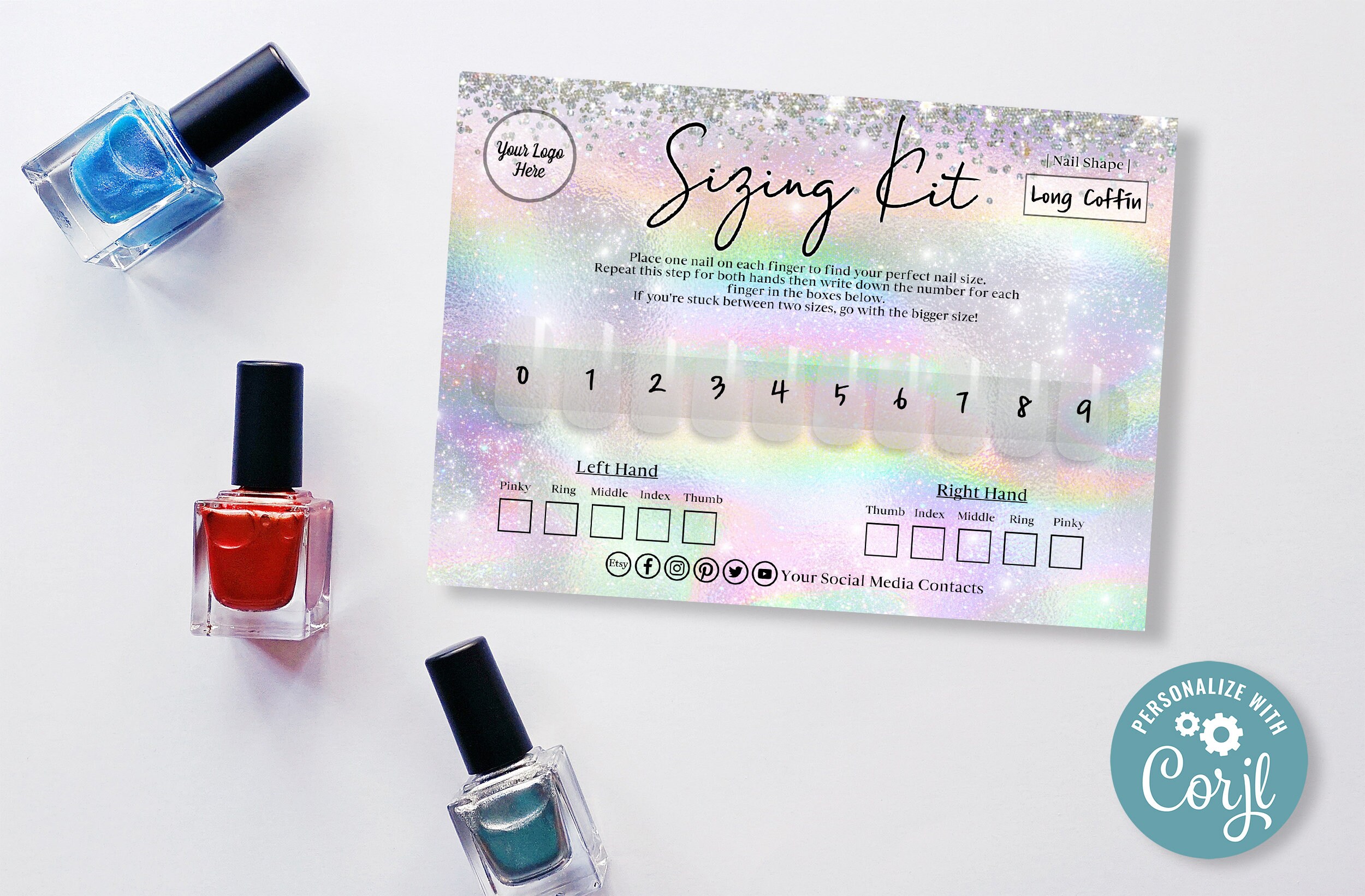 Nail Sizing Kit 7x5 Sizing Kit for Nails DIY Press on Nail - Etsy