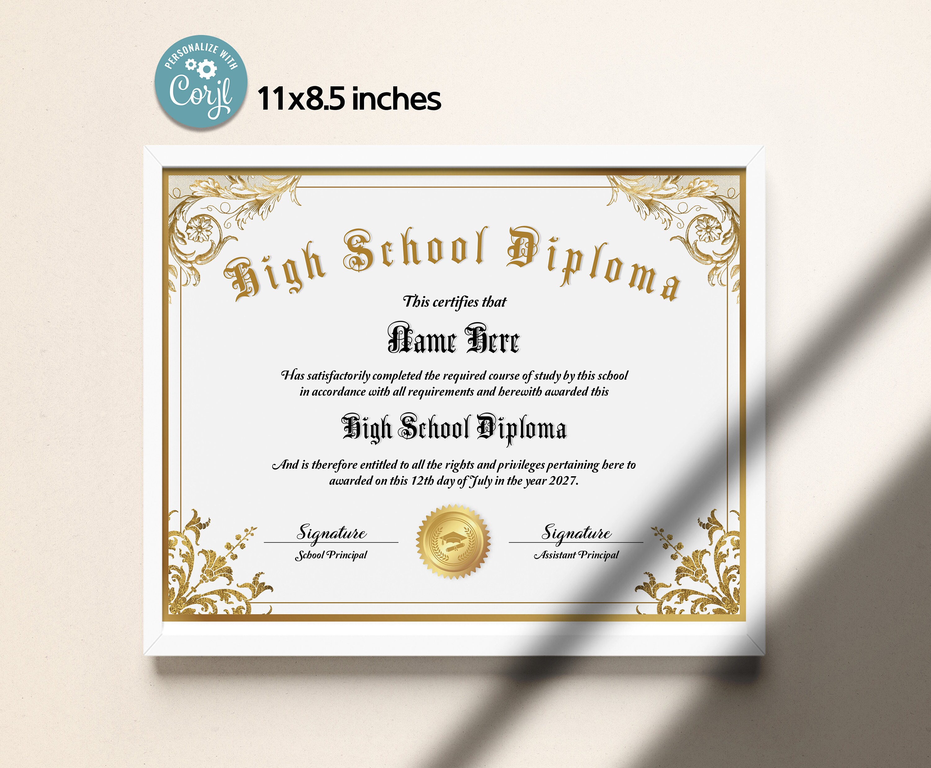 High School Diploma Editable Home School Diploma Printable - Etsy