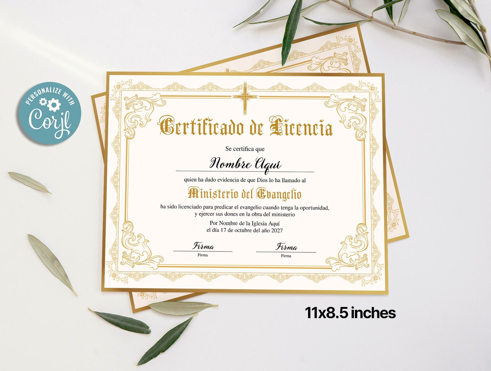 Spanish Gospel Ministry Certificate of License Template, Spanish ...