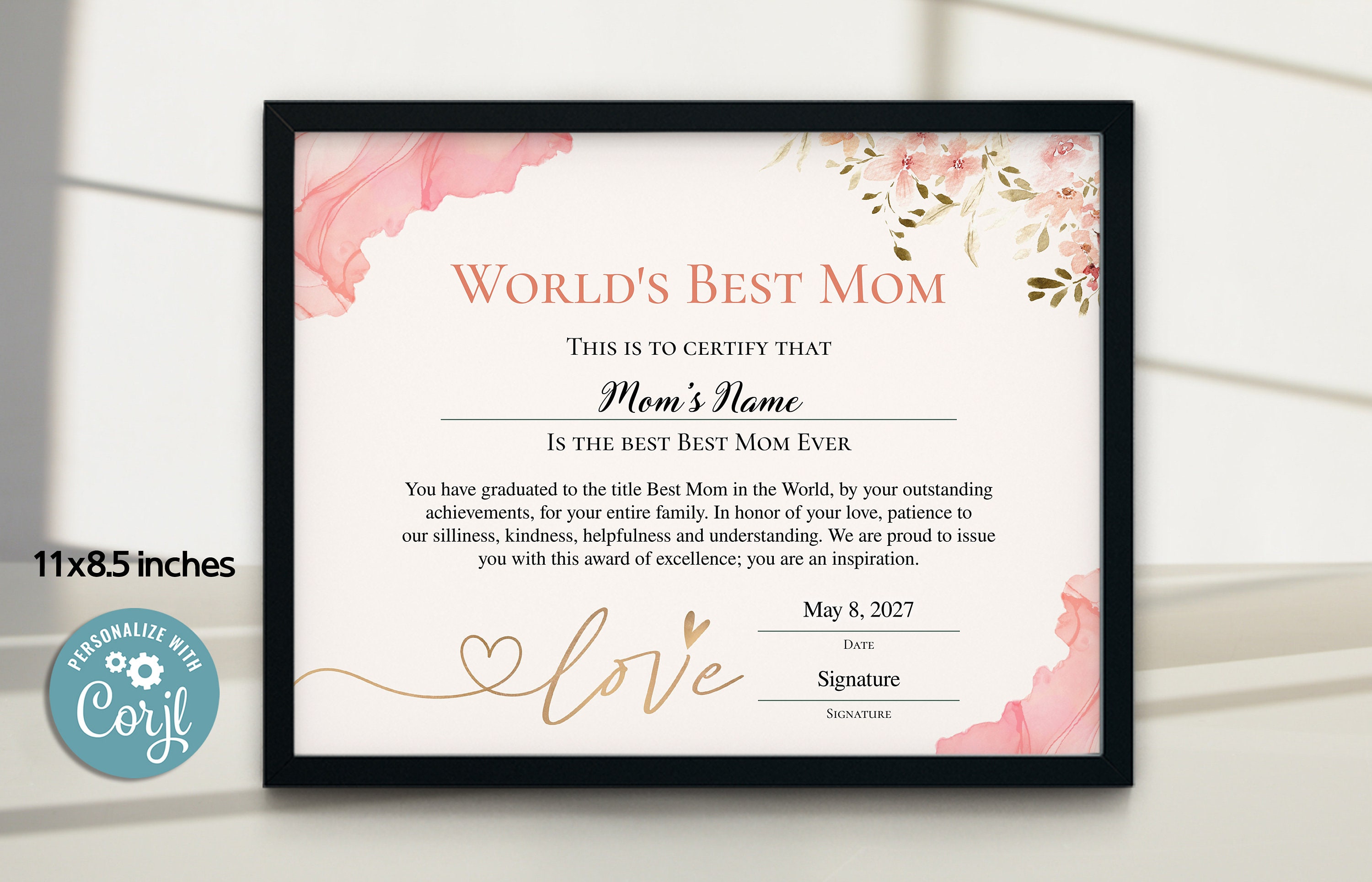 Editable Best Mom Certificate Best Mom Mother's Day Award - Etsy